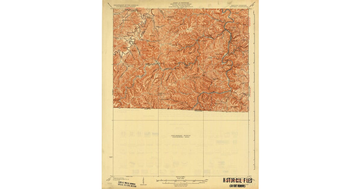 1934 Map of Barthell, McCreary County, KY — High-Res | Pastmaps
