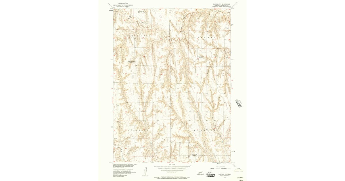 1956 Map of Bartley NW, Frontier County, NE — High-Res | Pastmaps