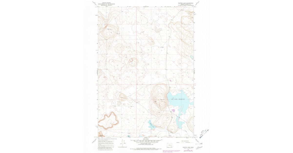1967 Map of Barton Lake, Harney County, OR — High-Res, 1980 Print ...