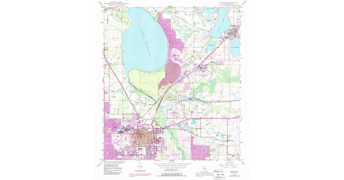 1949 Map of Bartow, FL — High-Res, 1988 Print #2 | Pastmaps