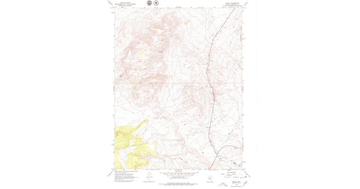 1967 Map of Basalt, Mineral County, NV — High-Res, 1979 Print | Pastmaps