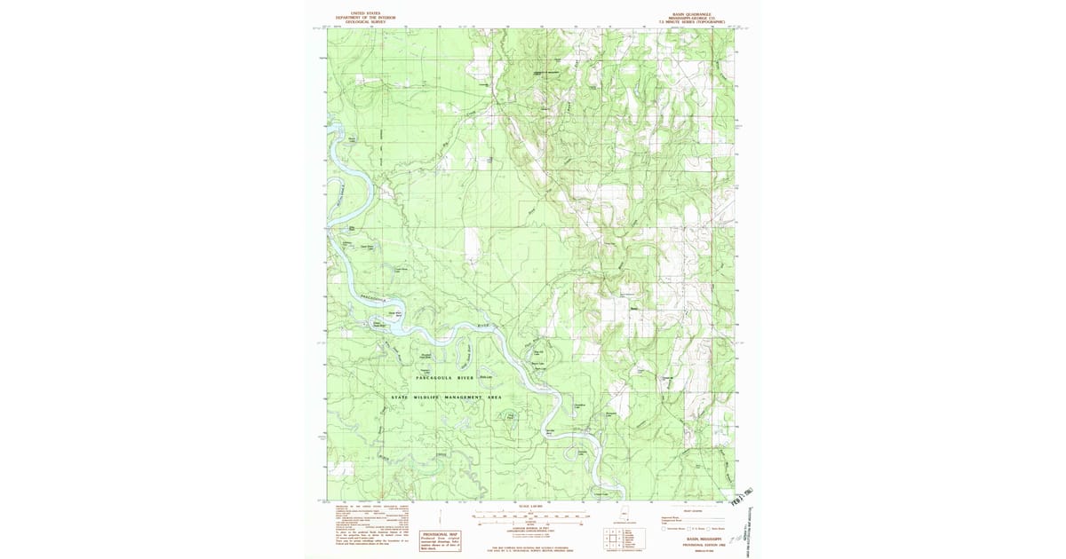 1982 Map of Basin, George County, MS — High-Res | Pastmaps