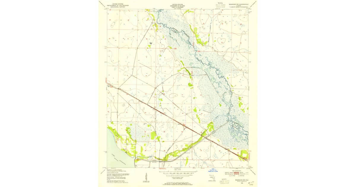 1953 Map of Basinger NW, Highlands County, FL — High-Res | Pastmaps