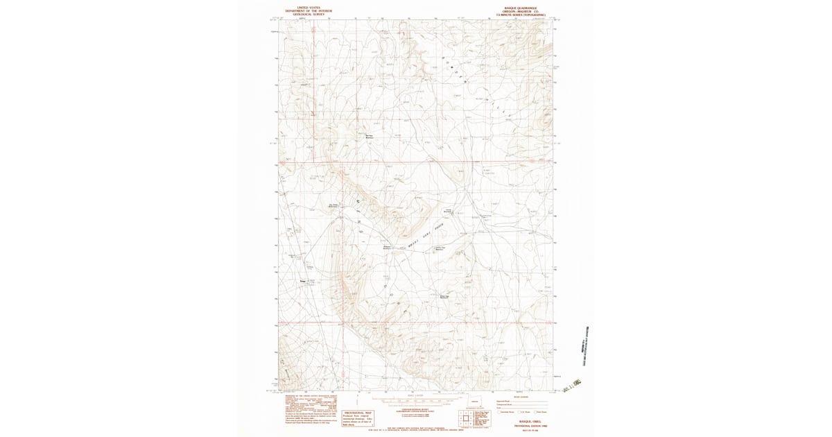 1982 Map of Basque, Malheur County, OR — High-Res | Pastmaps