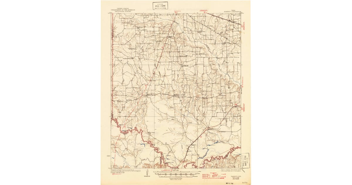 1930 Map of Bassett, Bowie County, TX — High-Res, 1946 Print | Pastmaps