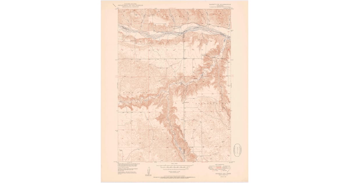 1950 Map of Bassett NW, Brown County, NE — High-Res | Pastmaps