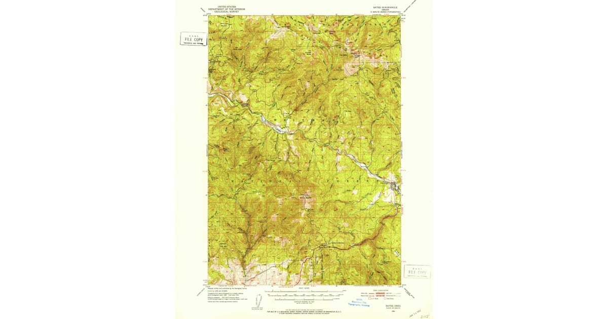 1951 Map of Bates, Grant County, OR — High-Res | Pastmaps