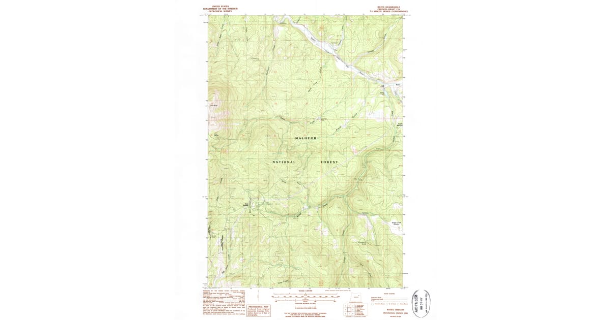 1988 Map of Bates, Grant County, OR — High-Res | Pastmaps