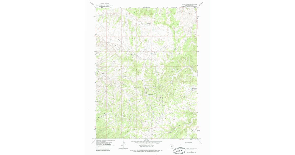 1966 Map of Bates Knolls, Uintah County, UT — High-Res, 1985 Print ...