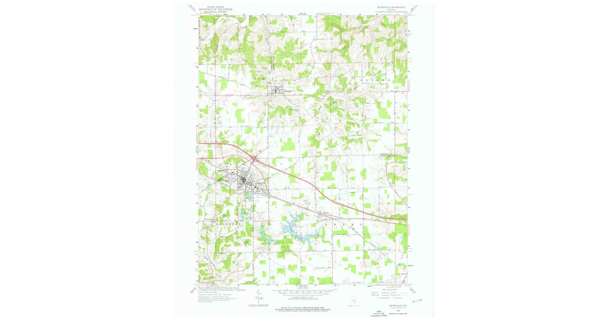 1961 Map of Batesville, IN — High-Res, 1976 Print | Pastmaps