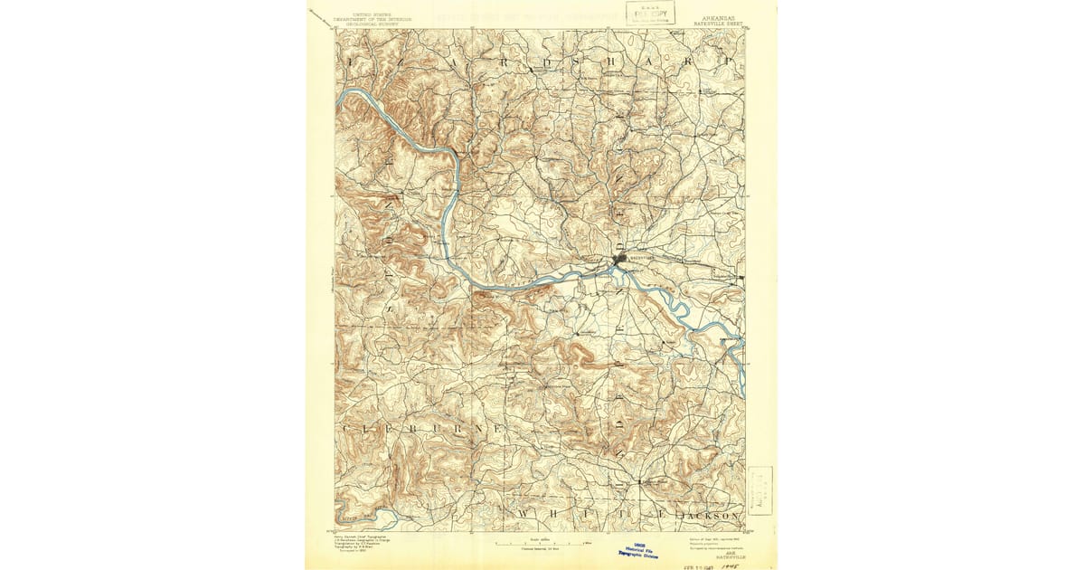 1891 Map of Batesville, AR — High-Res, 1942 Print | Pastmaps