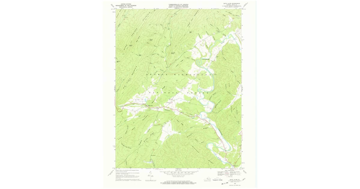 1968 Map of Bath Alum, Bath County, VA — High-Res | Pastmaps