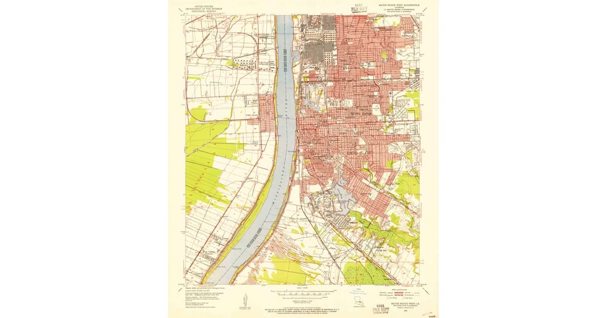 1953 Map of Baton Rouge West, East Baton Rouge Parish, LA — High-Res ...