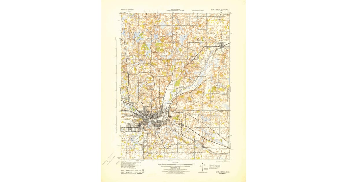 1943 Map of Battle Creek, MI — High-Res | Pastmaps