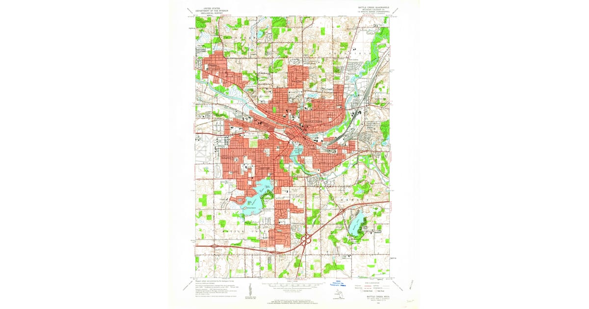 1961 Map of Battle Creek, MI — High-Res | Pastmaps