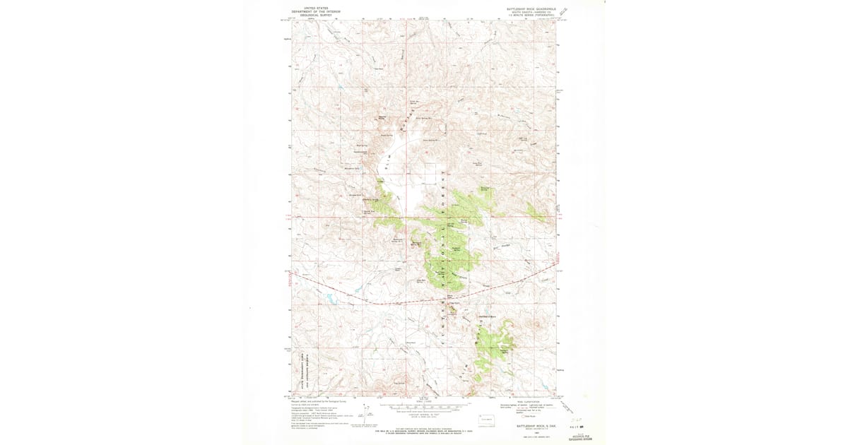 1969 Map of Battleship Rock, Harding County, SD — High-Res | Pastmaps