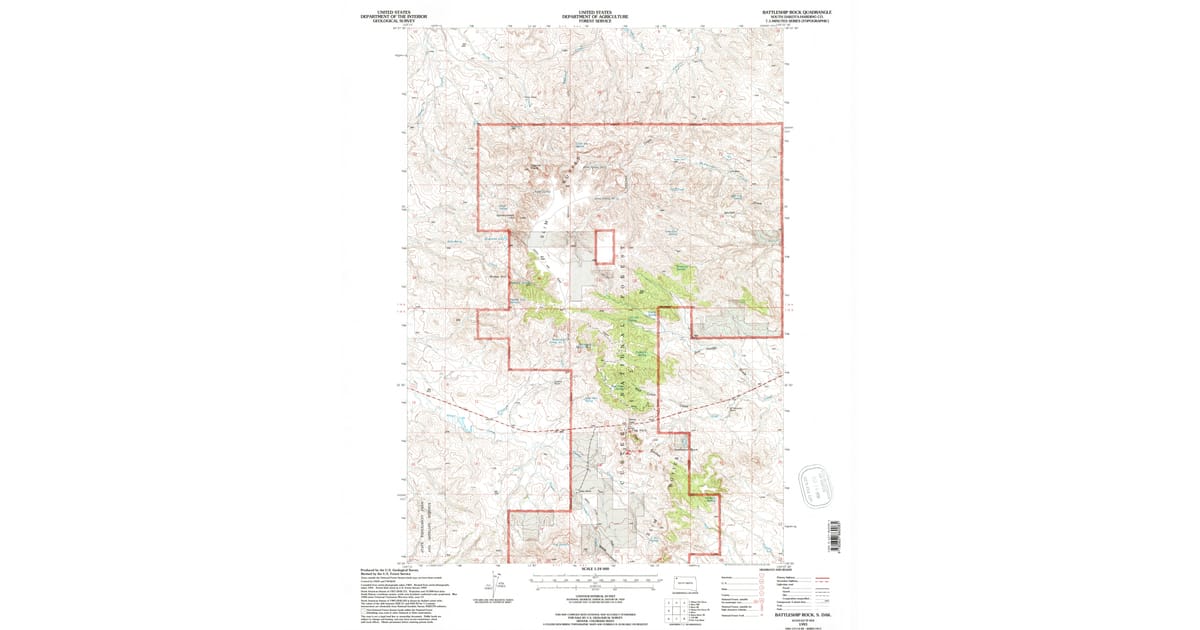 1993 Map of Battleship Rock, Harding County, SD — High-Res | Pastmaps