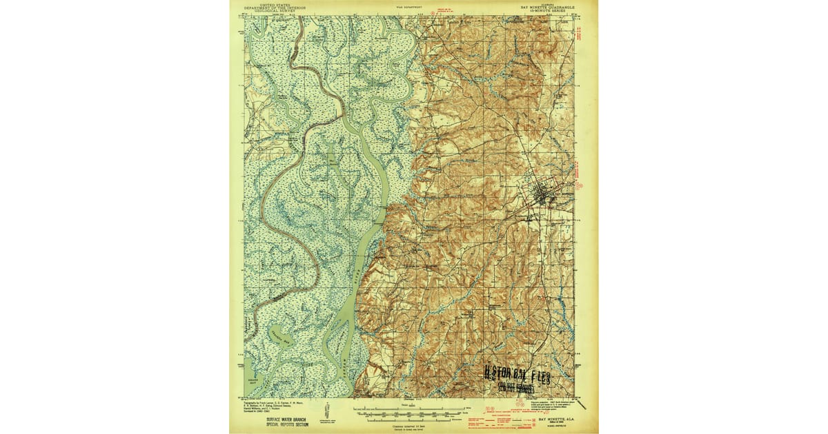 1943 Map of Bay Minette, AL — High-Res, 1943 Print #2 | Pastmaps