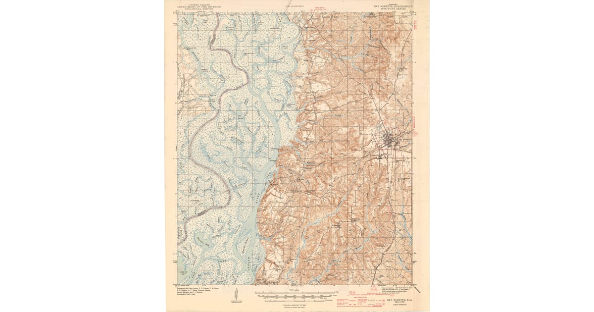 1943 Map of Bay Minette, AL — High-Res | Pastmaps