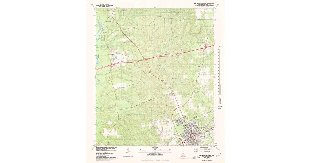 1980 Map of Bay Minette North, Baldwin County, AL — High-Res | Pastmaps