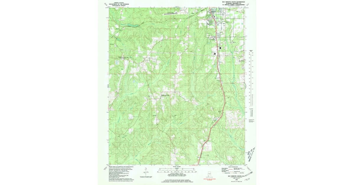 1980 Map of Bay Minette South, Baldwin County, AL — High-Res | Pastmaps