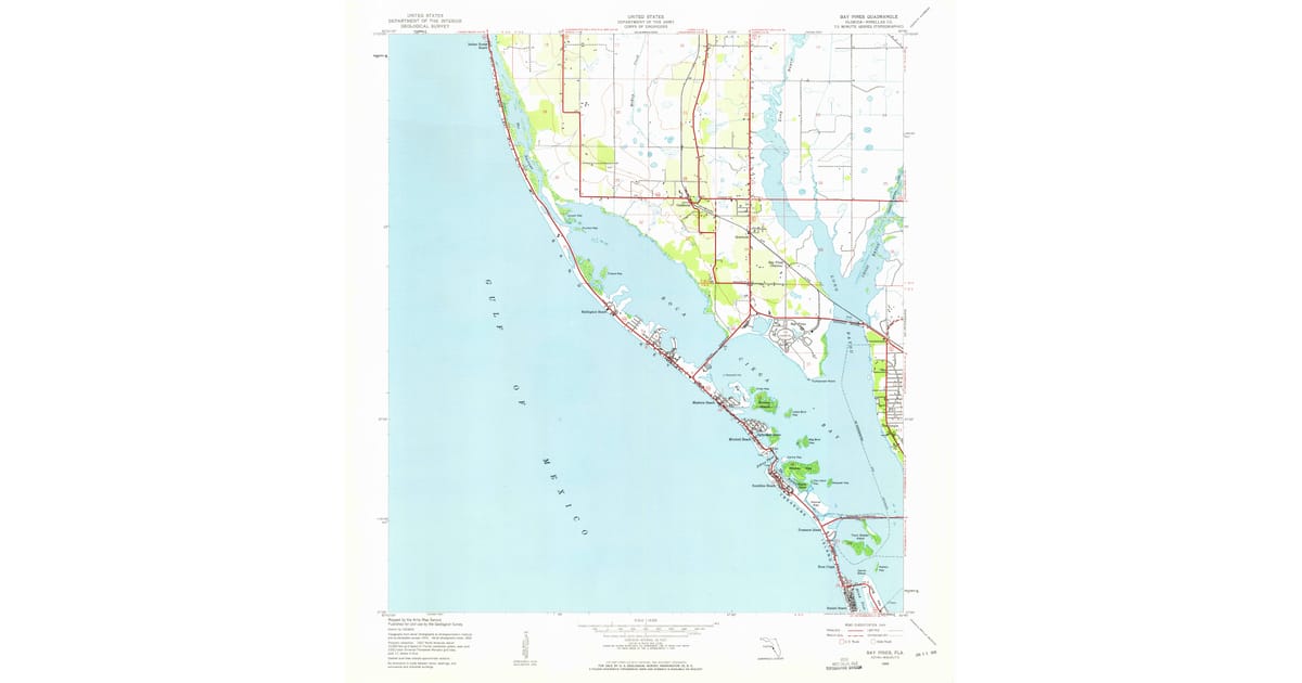 1943 Map of Bay Pines, FL — High-Res, 1961 Print #2 | Pastmaps