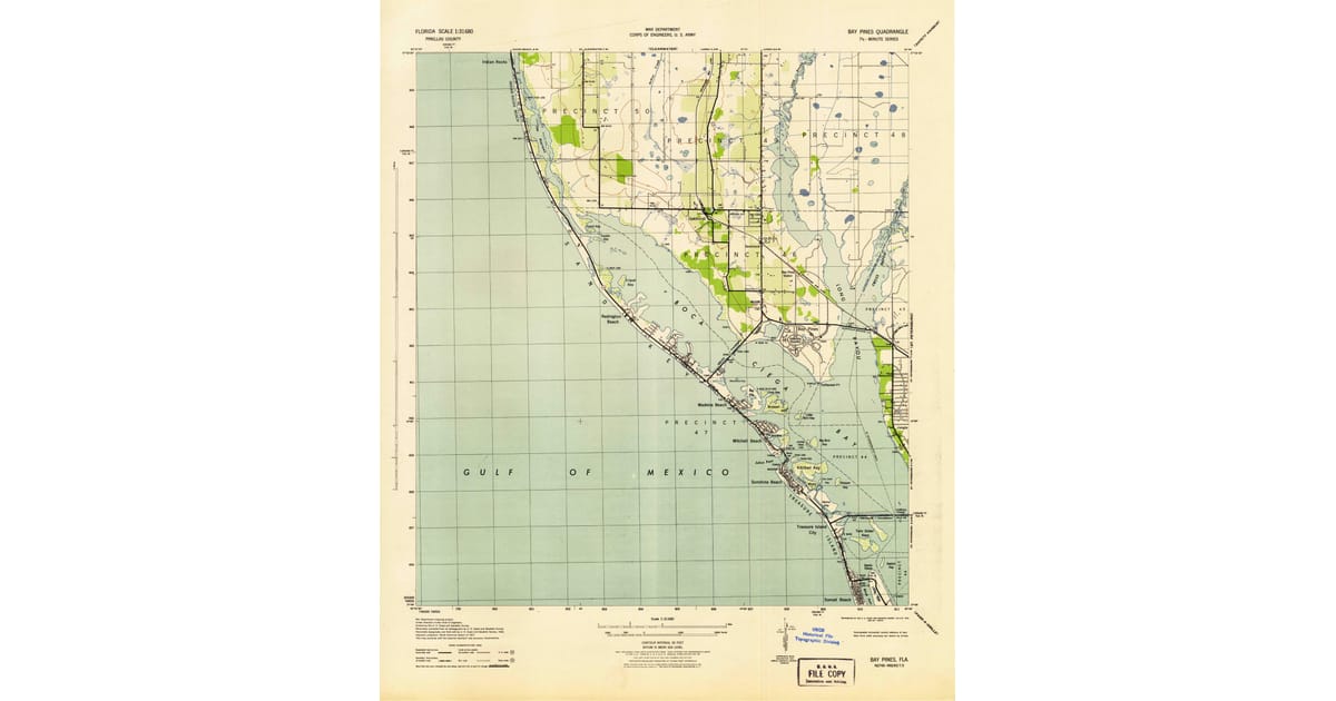 1943 Map of Bay Pines, FL — High-Res | Pastmaps