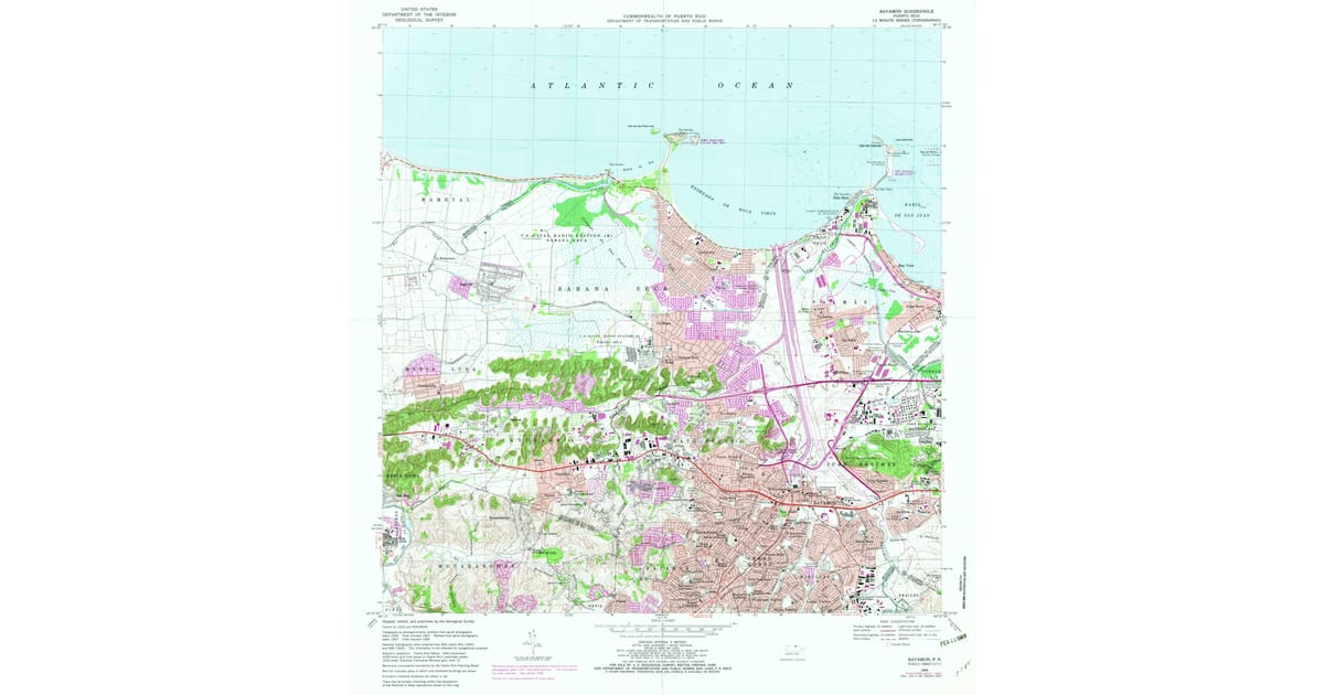 1969 Map of Bayamon, Bayamón Municipio, PR — High-Res, 1982 Print ...