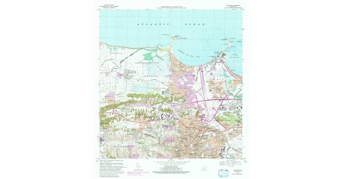 1969 Map of Bayamon, Bayamón Municipio, PR — High-Res, 1988 Print #2 ...