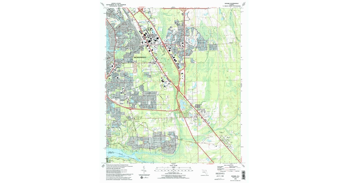 1993 Map of Bayard, Duval County, FL — High-Res | Pastmaps