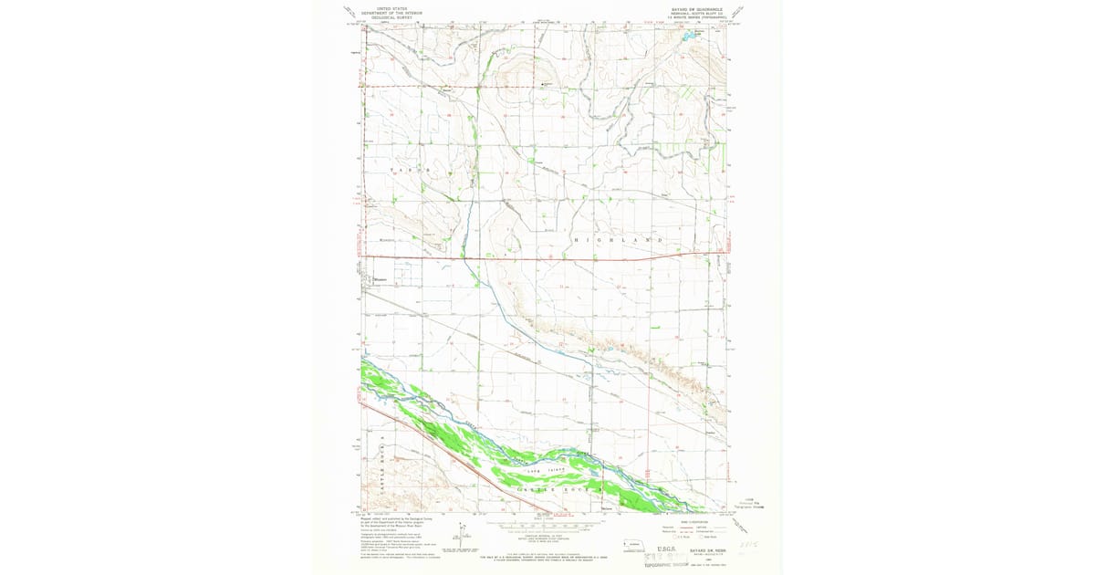 1965 Map of Bayard SW, Scotts Bluff County, NE — High-Res | Pastmaps