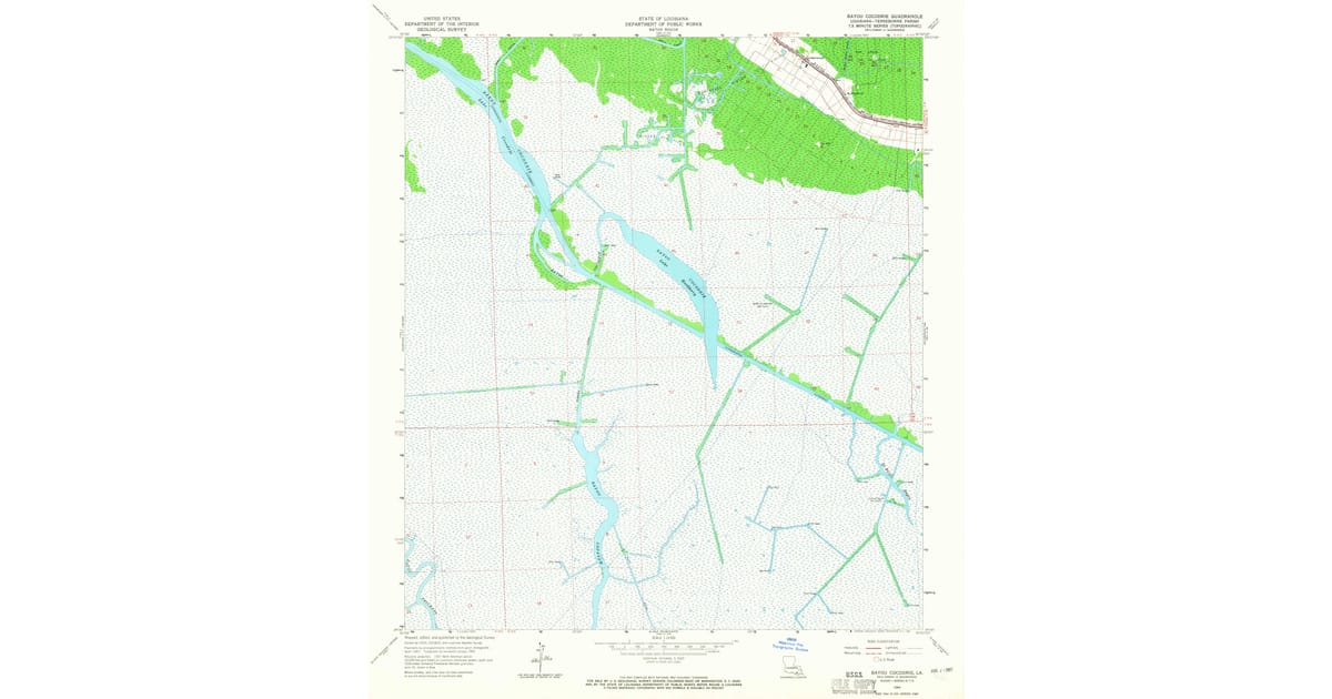 1964 Map of Bayou Cocodrie, Terrebonne Parish, LA — High-Res | Pastmaps