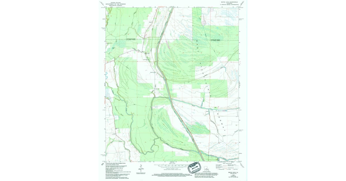 1969 Map of Bayou Jack, St. Landry Parish, LA — High-Res, 1994 Print ...