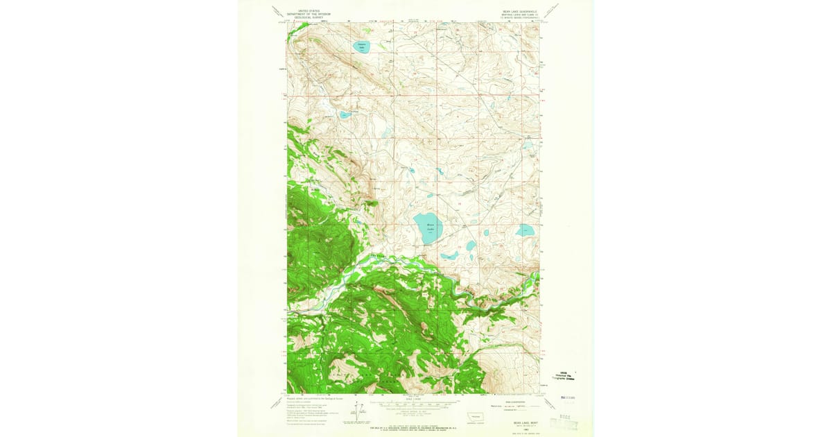 1963 Map of Bean Lake, Lewis and Clark County, MT — High-Res | Pastmaps