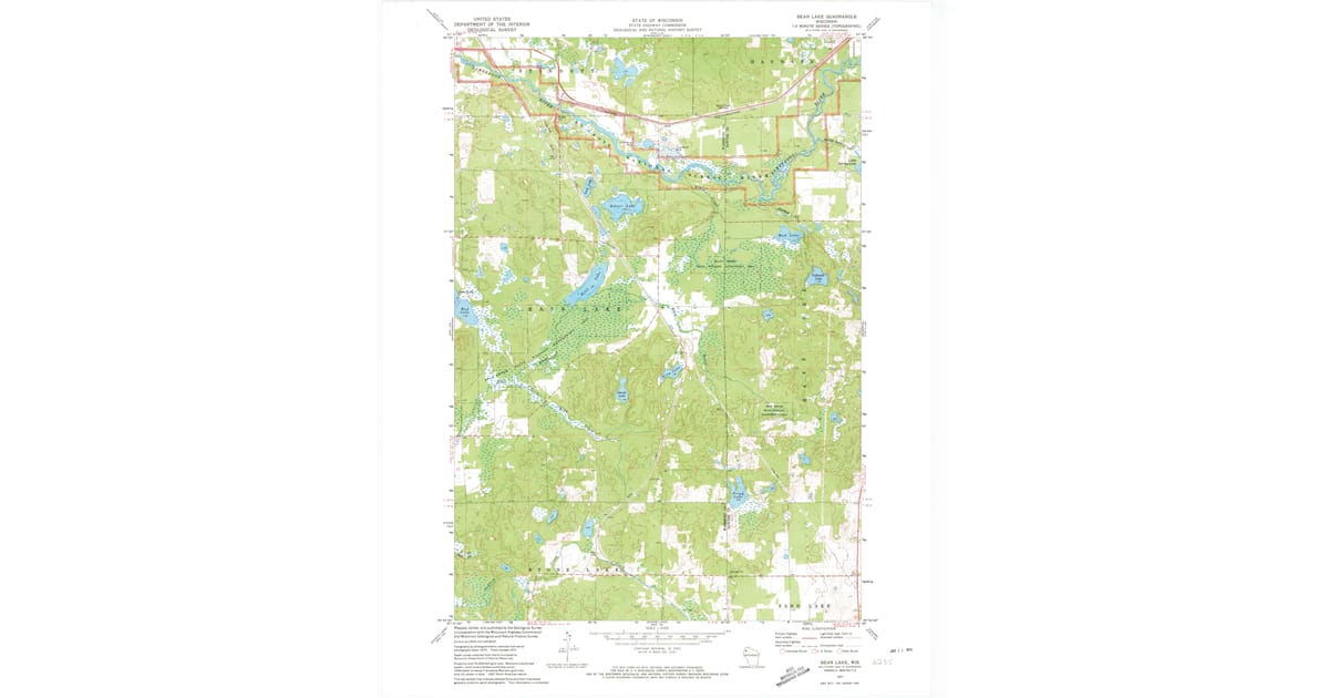 1971 Map of Bean Lake, Washburn County, WI — High-Res | Pastmaps
