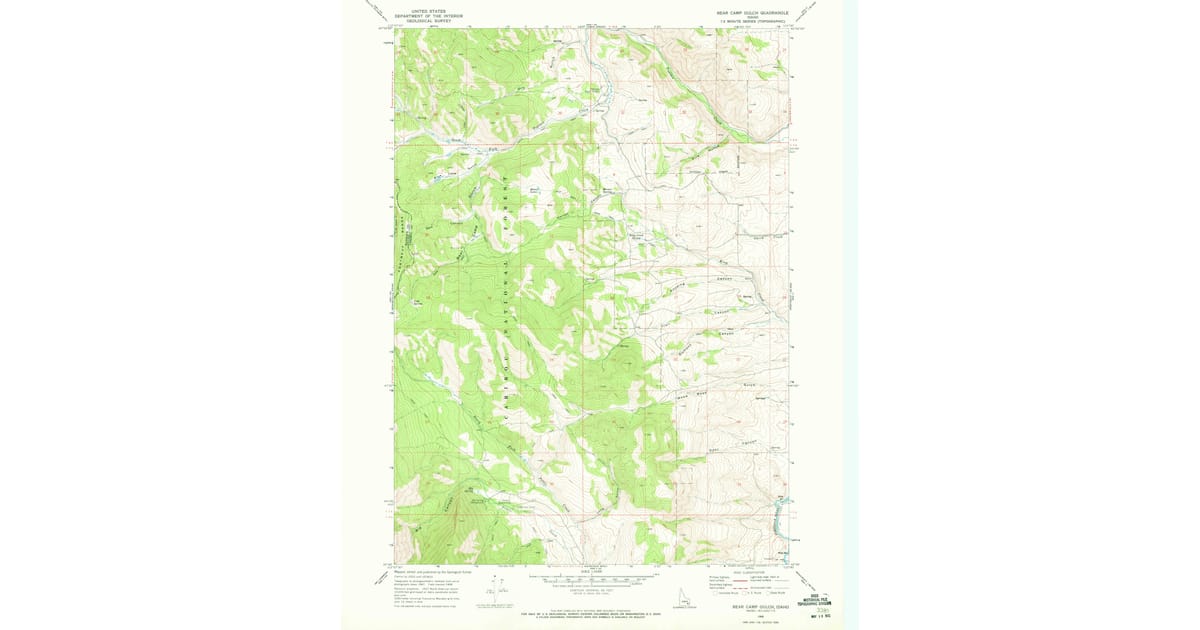 1968 Map of Bear Camp Gulch, Caribou County, ID — High-Res | Pastmaps