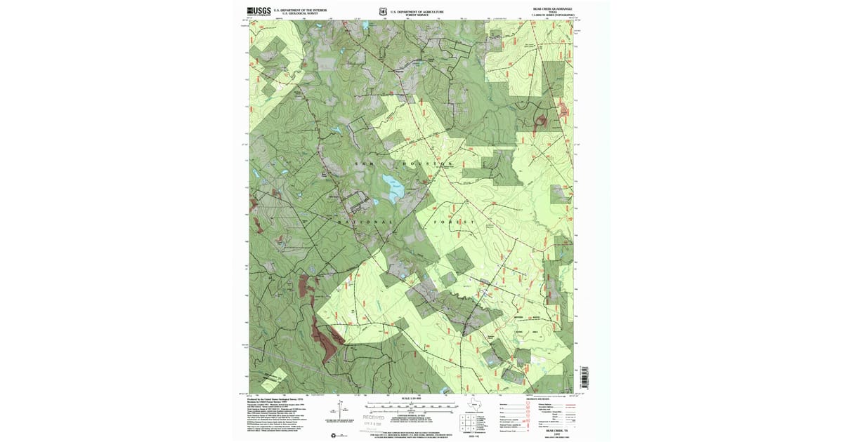 1997 Map of Bear Creek, San Jacinto County, TX — High-Res | Pastmaps