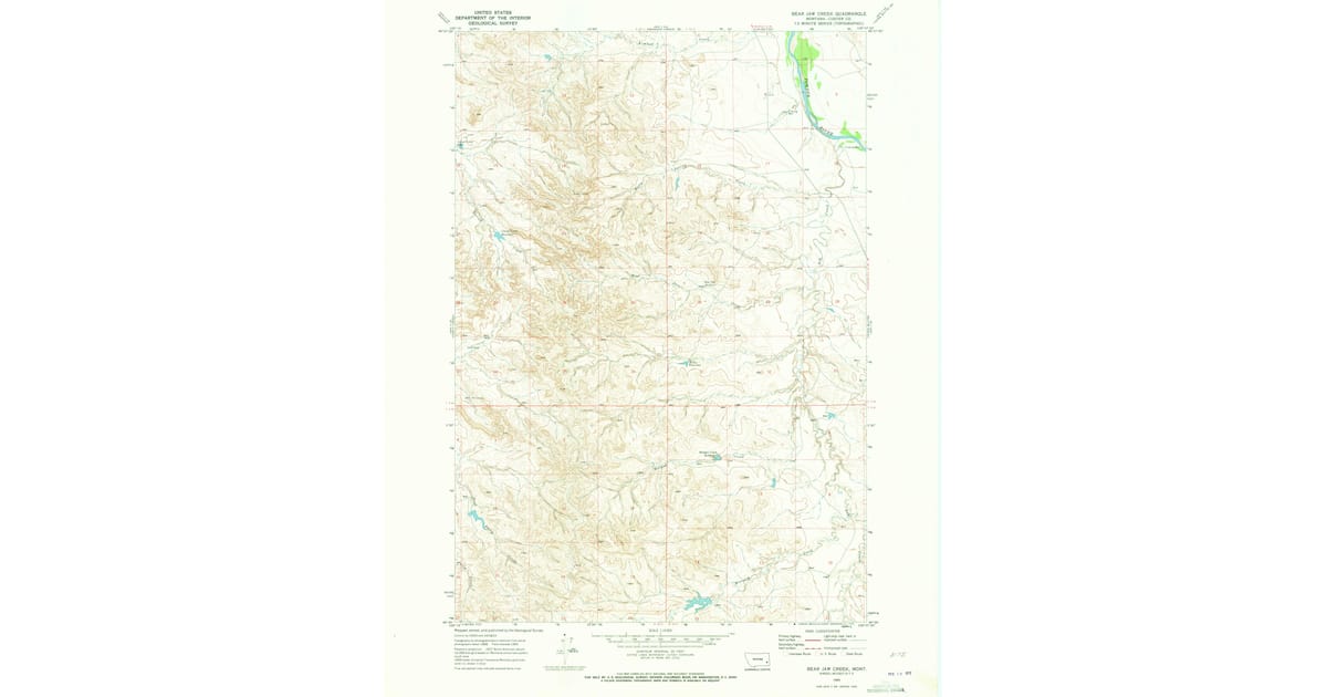 1969 Map of Bear Jaw Creek, Custer County, MT — High-Res | Pastmaps