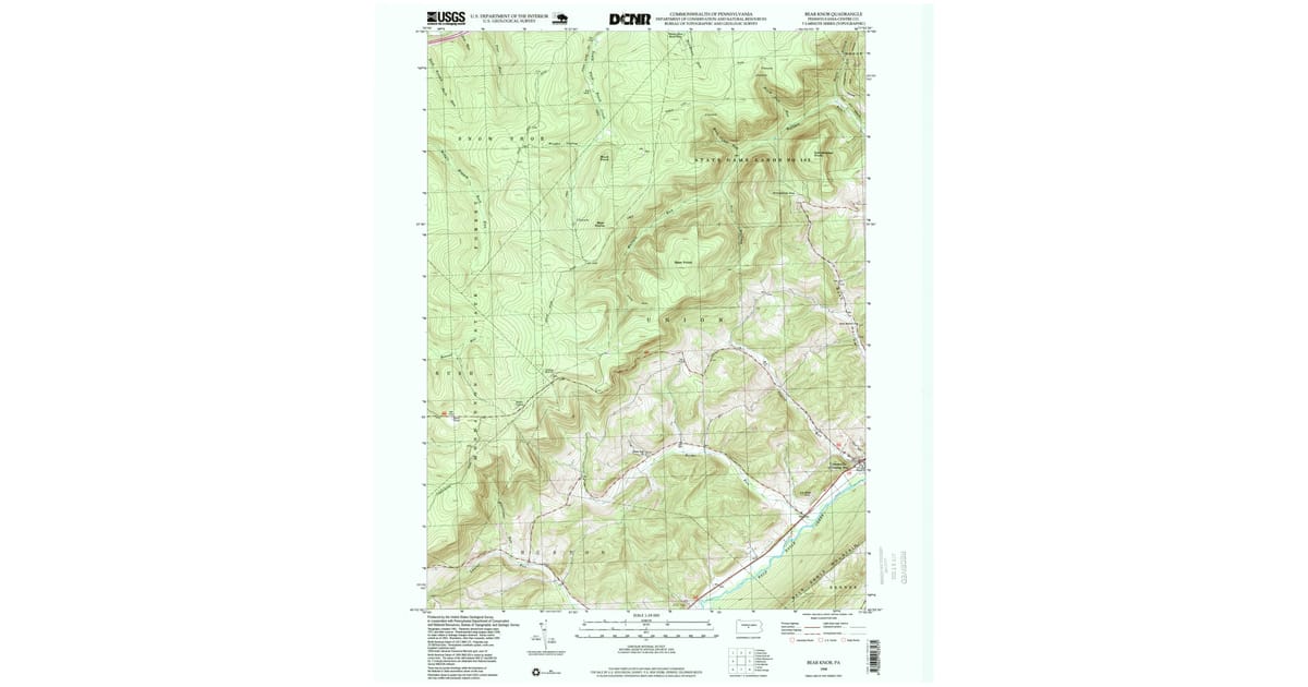1998 Map of Bear Knob, Centre County, PA — High-Res | Pastmaps