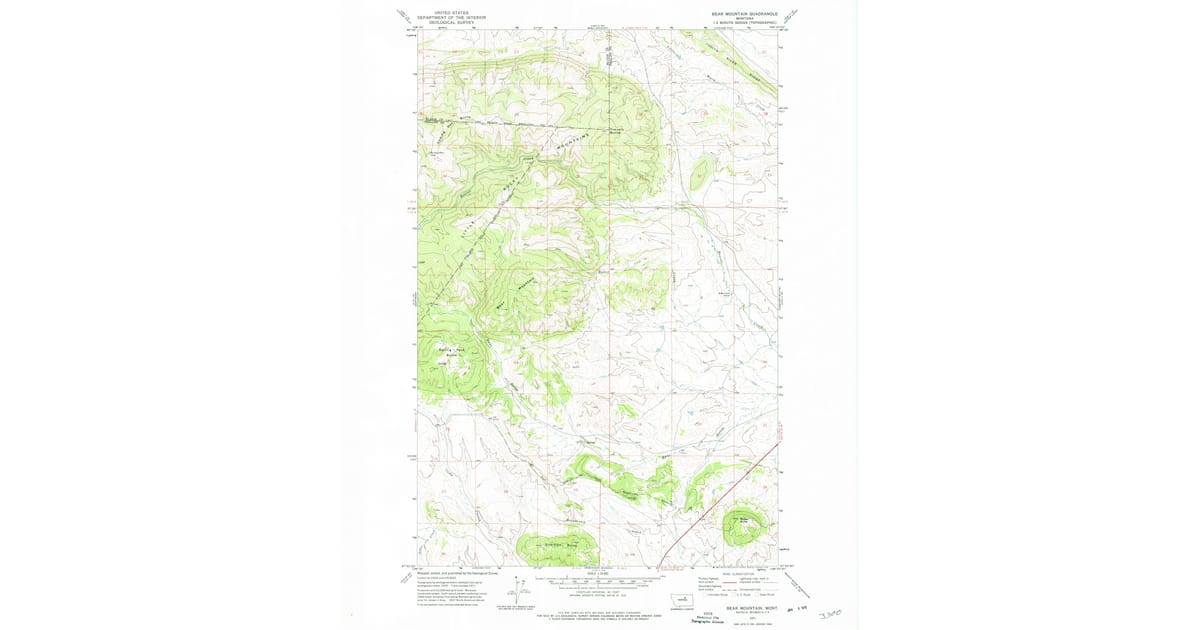 1971 Map of Bear Mountain, Phillips County, MT — High-Res | Pastmaps