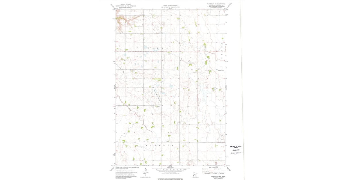 1974 Map of Beardsley NE, Traverse County, MN — High-Res | Pastmaps