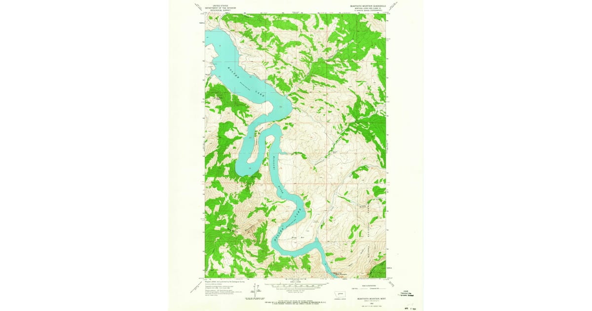 1962 Map of Beartooth Mountain, Lewis and Clark County, MT — High-Res ...