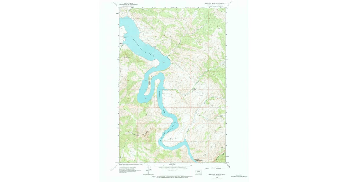 1962 Map of Beartooth Mountain, Lewis and Clark County, MT — High-Res ...
