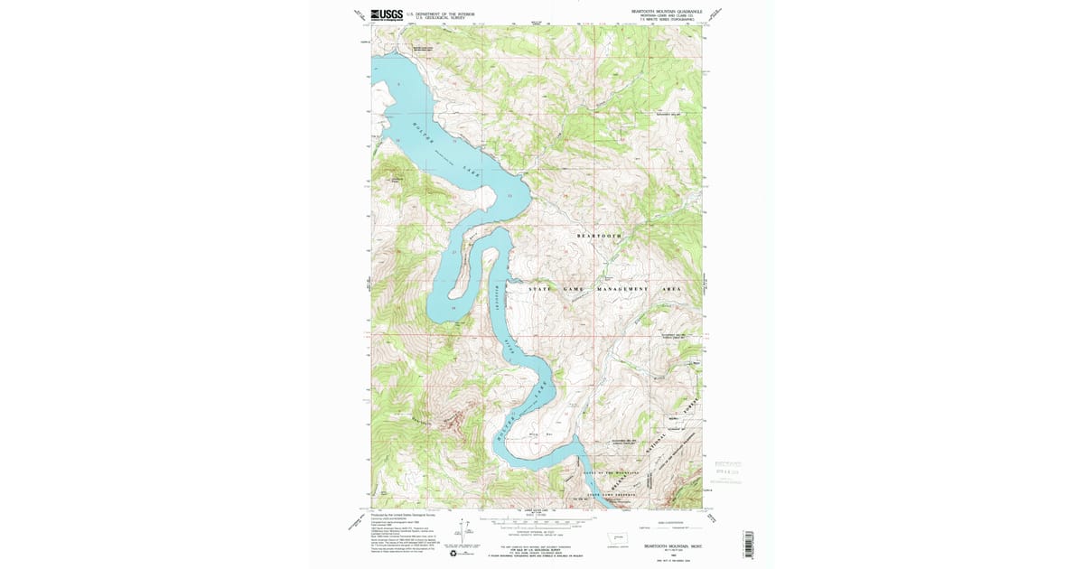 1962 Map of Beartooth Mountain, Lewis and Clark County, MT — High-Res ...