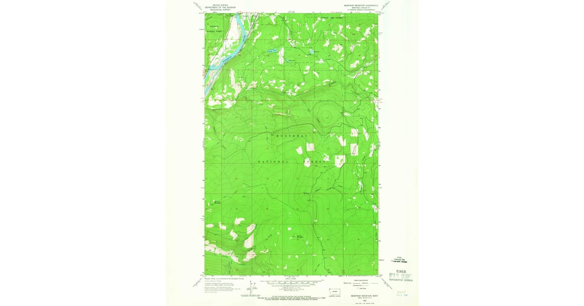 1963 Map of Beartrap Mountain, Lincoln County, MT — High-Res | Pastmaps