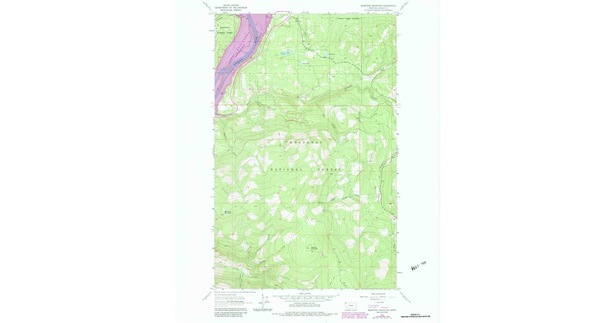1963 Map of Beartrap Mountain, Lincoln County, MT — High-Res, 1984 ...