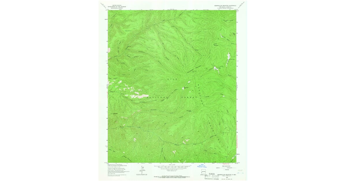 1963 Map of Bearwallow Mountain, Catron County, NM — High-Res | Pastmaps