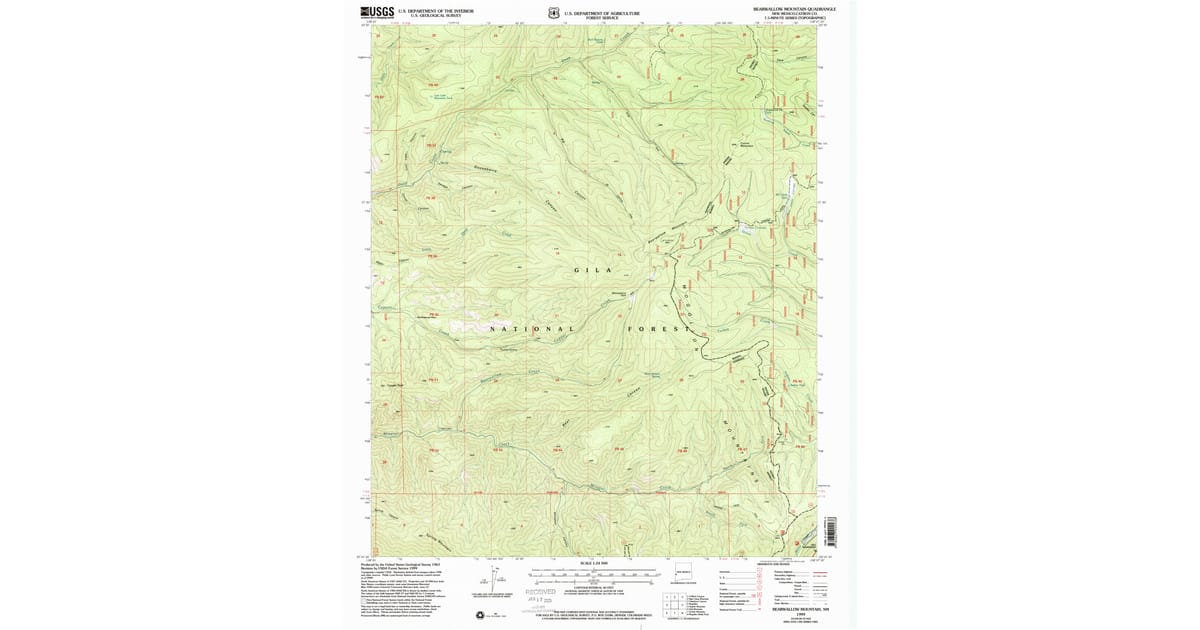 1999 Map of Bearwallow Mountain, Catron County, NM — High-Res | Pastmaps