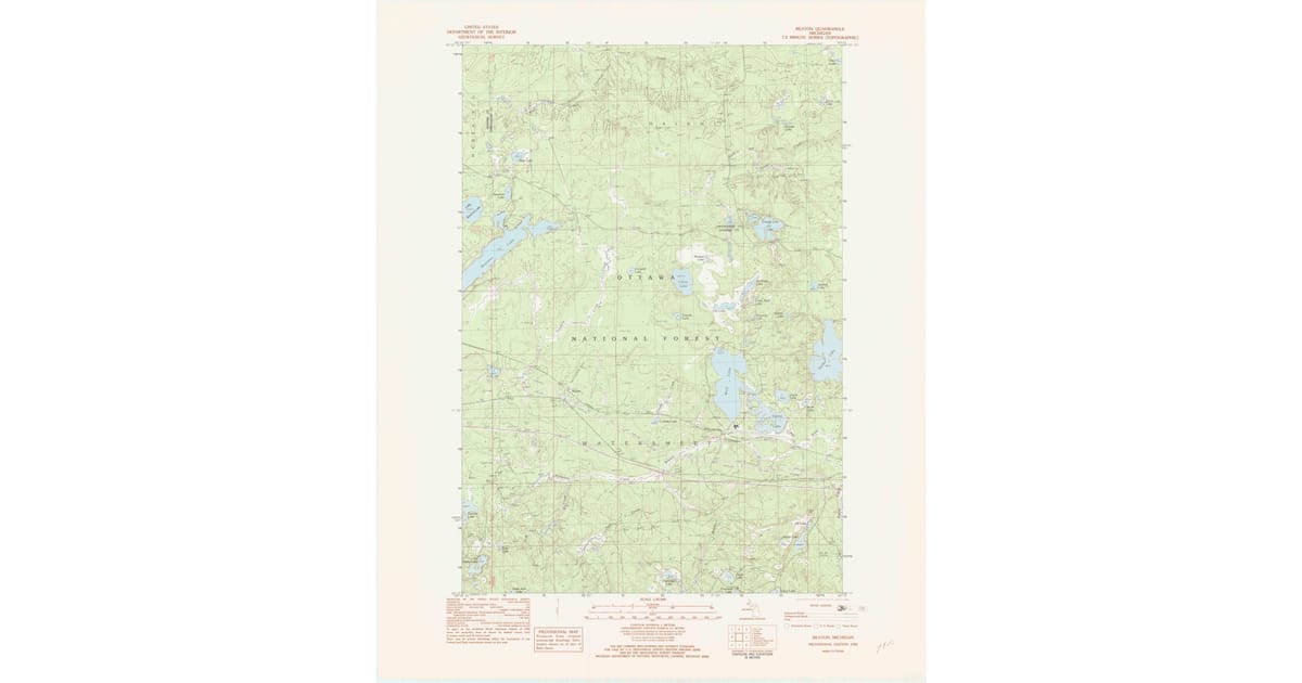 1982 Map of Beaton, Gogebic County, MI — High-Res | Pastmaps