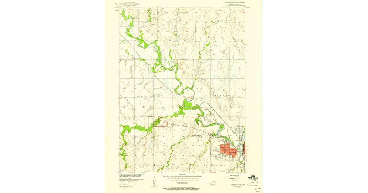 1957 Map of Beatrice West, Gage County, NE — High-Res | Pastmaps
